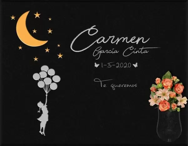 Lápida grabada personalizada luna G.398 - Mármoles Artesanos