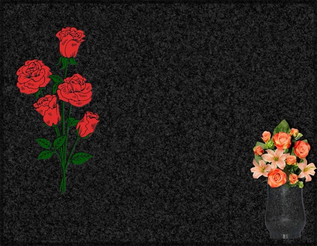 Lápida grabada floral G.326 - Mármoles Artesanos
